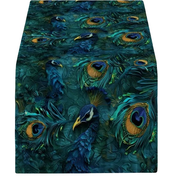 Dining | Peacock Peacock Feathers Vibrant Table Runner Te11446 | Poshmark